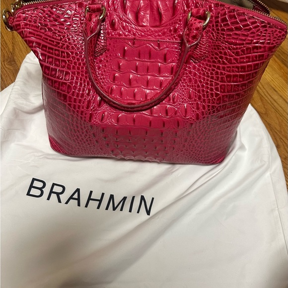Brahmin | Bags | Brahmin Fuchsia Crocembossed Satchel | Poshmark
